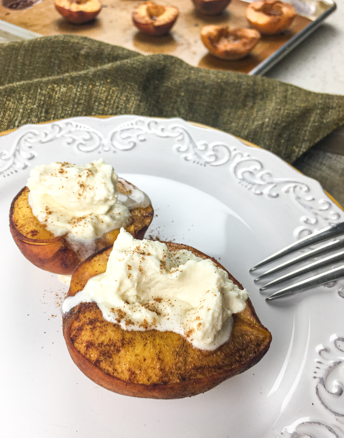 Sheet Pan Baked Balsamic Peaches with Fresh Maple Whipped Cream - Food ...